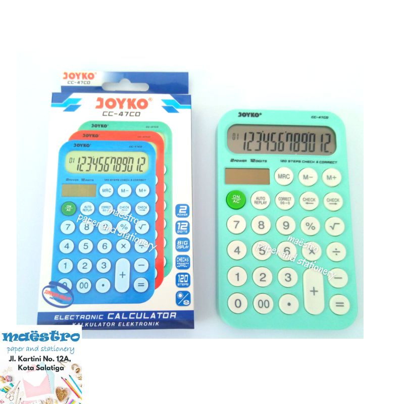 Jual Kalkulator Joyko CC-47 Color 12 Digit Seri Terbaru / Calculator 12 ...