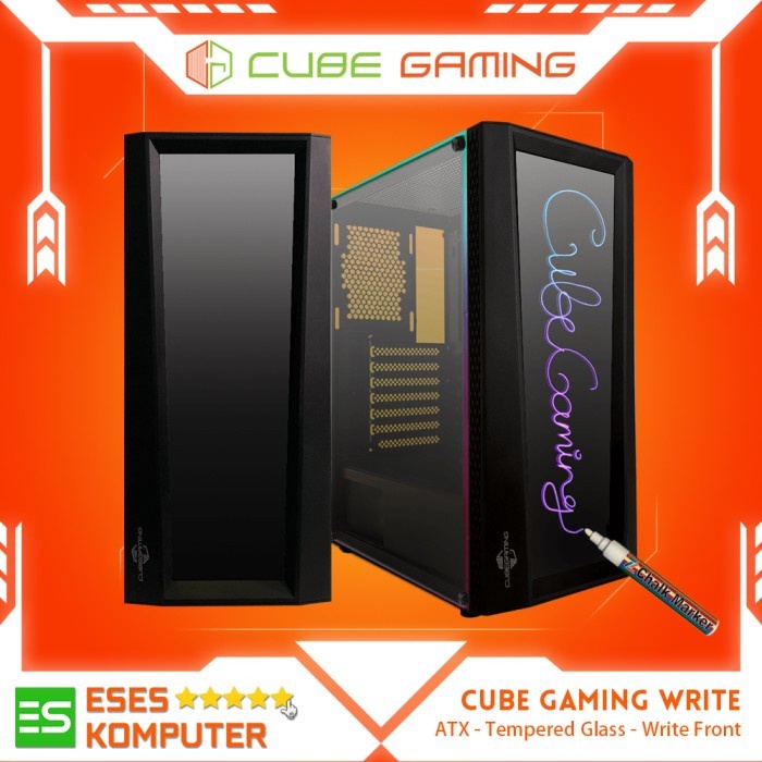 Jual Case Cube Gaming Write Black | ATX | Writeable RGB Front Panel | Shopee Indonesia