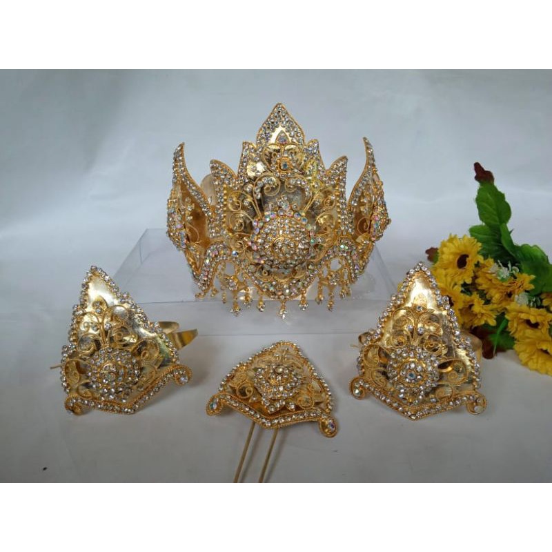 Jual Mahkota Siger Sunda Blok Kencana Tebal Crystal Gold Atau Emas ...