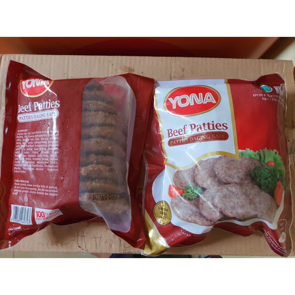 Jual YONA BEEF PATTIES DAGING BURGER 500gr 10pcs - DAGING BURGER ...