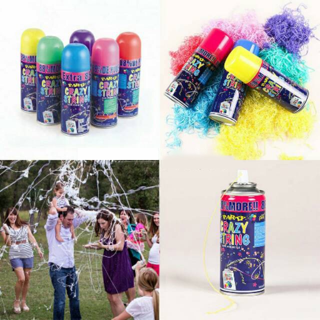 Jual Spray String Warna & Snow White/Putih for Party Semprotan Benang ...