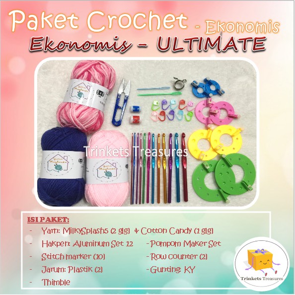 Jual Starter Kit Crochet Paket merajut pemula set peralatan rajut paket ...