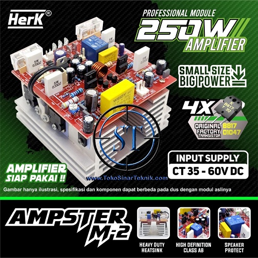 Jual Kit Power Amplifier AMPSTER M2 Herk 250W ( 1x250W ) Hi-Definition ...