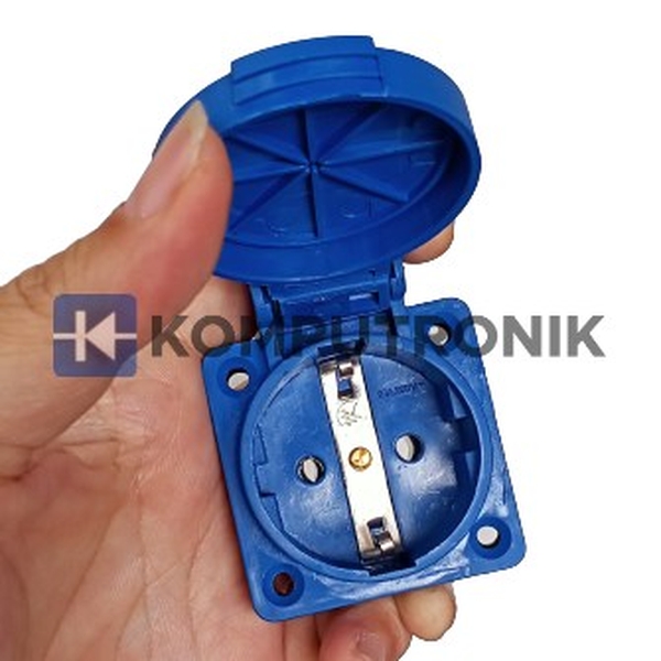 Jual Stop Kontak AC Panel Box Mounting 2P 16A E312 EWIG Arde Biru ada Tutup | Shopee Indonesia