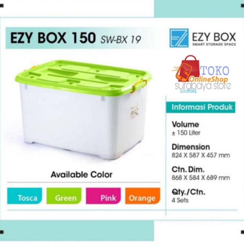 Jual ezy box container plastik super jumbo 150 liter smart storage box ...