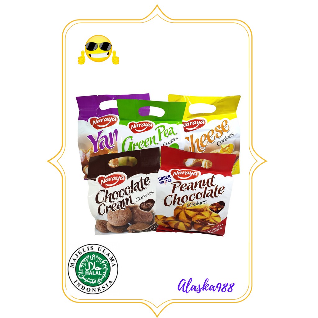 Jual NARAYA COOKIES CHOCO CHEESE YAM GREEN PAS | Shopee Indonesia