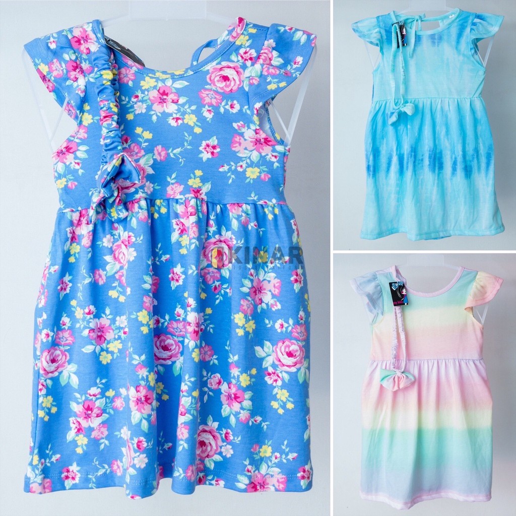 Jual Baju Dress Anak BUNGA Flower TIE DYE Rainbow PELANGI Bahan Kaos ...