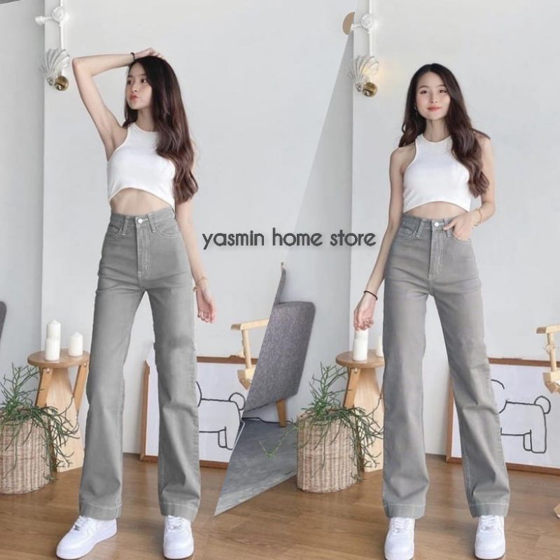 Jual BF CELANA KULOT JEANS ABU/SILVER HAGHWAIST WANITA// HOTTY CULLOTE ...