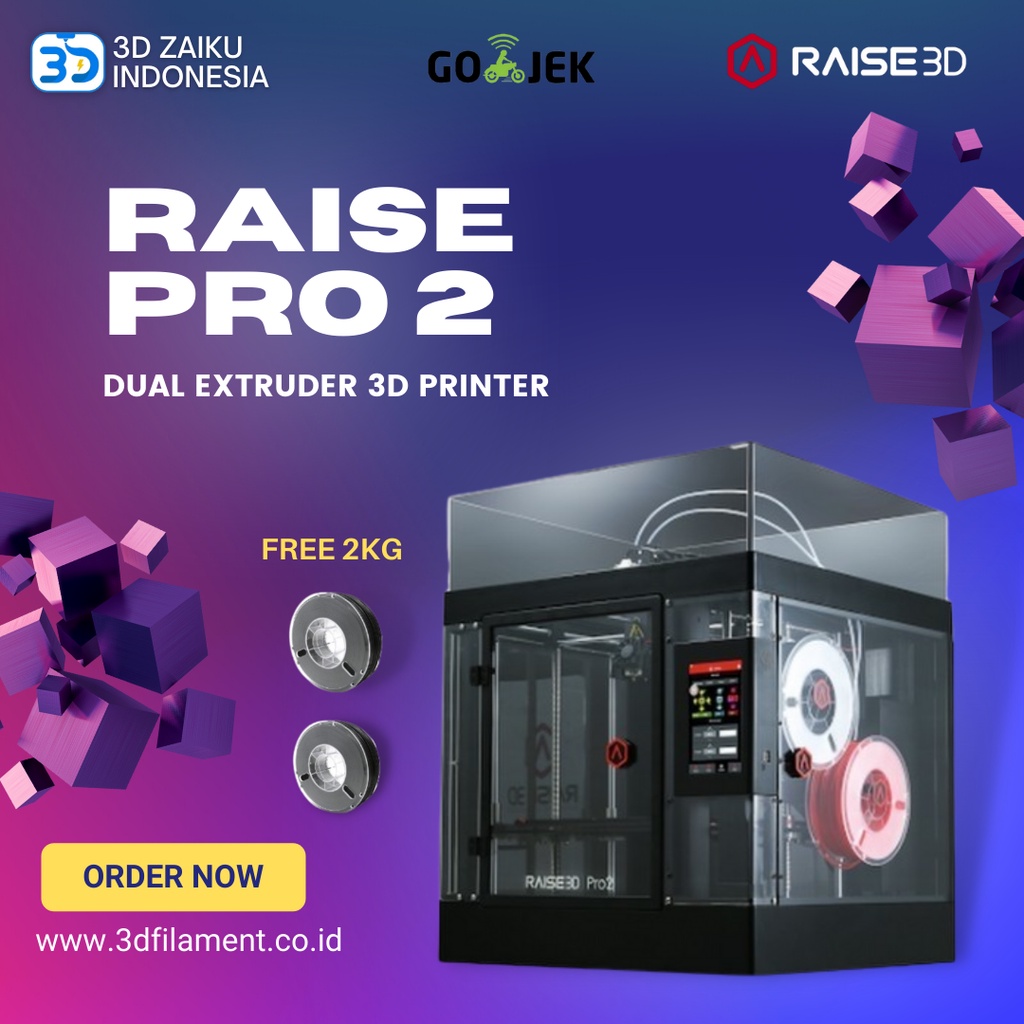 Jual Raise 3D Pro 2 CoreXY Big Size Dual Extruder High Temp 3D Printer ...