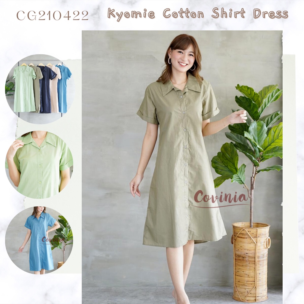 Jual Kyomie Cotton Shirt Dress Himalayan Basic Slim Line Collar Dress ...