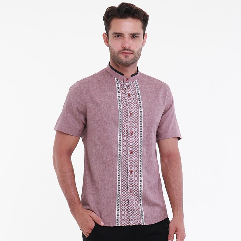 Jual MAGINOT ALZAM MAROON Koko Slim Fit Lengan Pendek | Shopee Indonesia