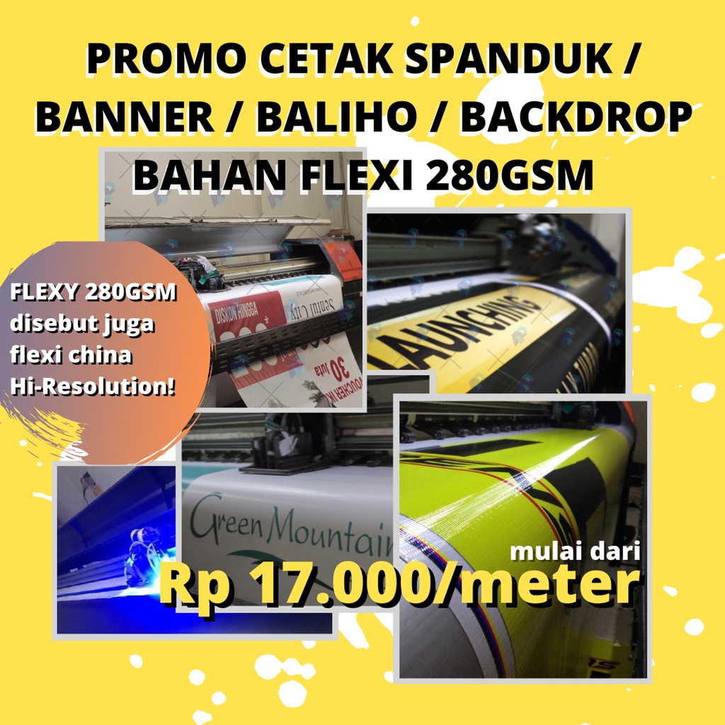 Jual PROMO CETAK MURAH Banner Spanduk Backdrop Baliho Flexi 280 / 340 GSM | Shopee Indonesia