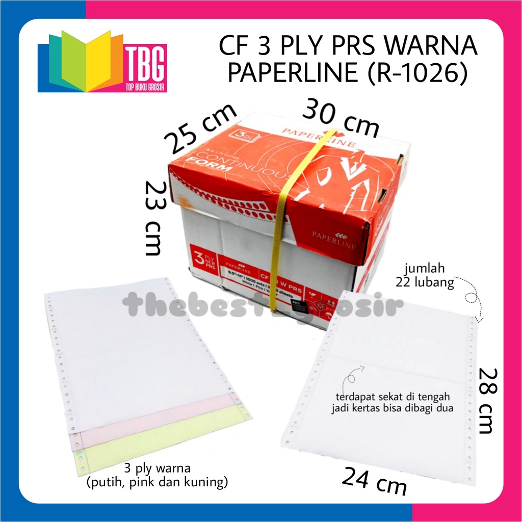 Jual 1 BOX RSM CF 3 PLY PRS WARNA PAPERLINE / CONTINUOUS FORM / KERTAS ...