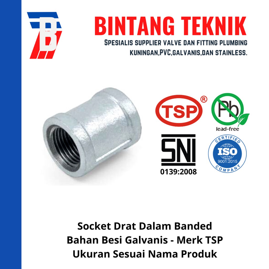 Jual Socket 1/2" inch Besi Galvanis TSP Drat Dalam | Shopee Indonesia