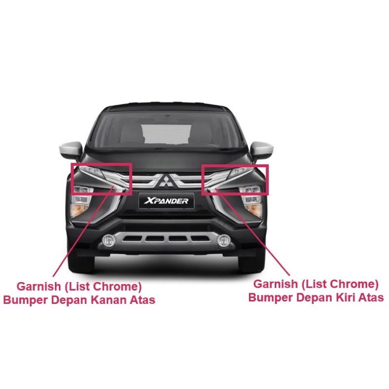 Jual List Chrome Bumper Depan Atas Mitsubishi Xpander / Garnish Bumper ...