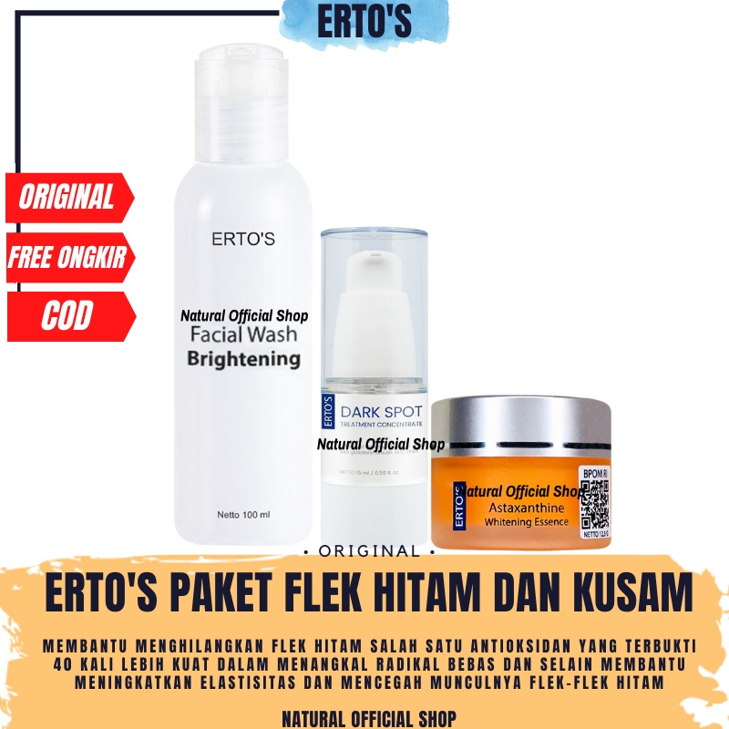 Jual Ertos Paket Flek Hitam dan Kusam 3in1 ( Facial Wash, Astaxanthine, Dark Spot Serum ...