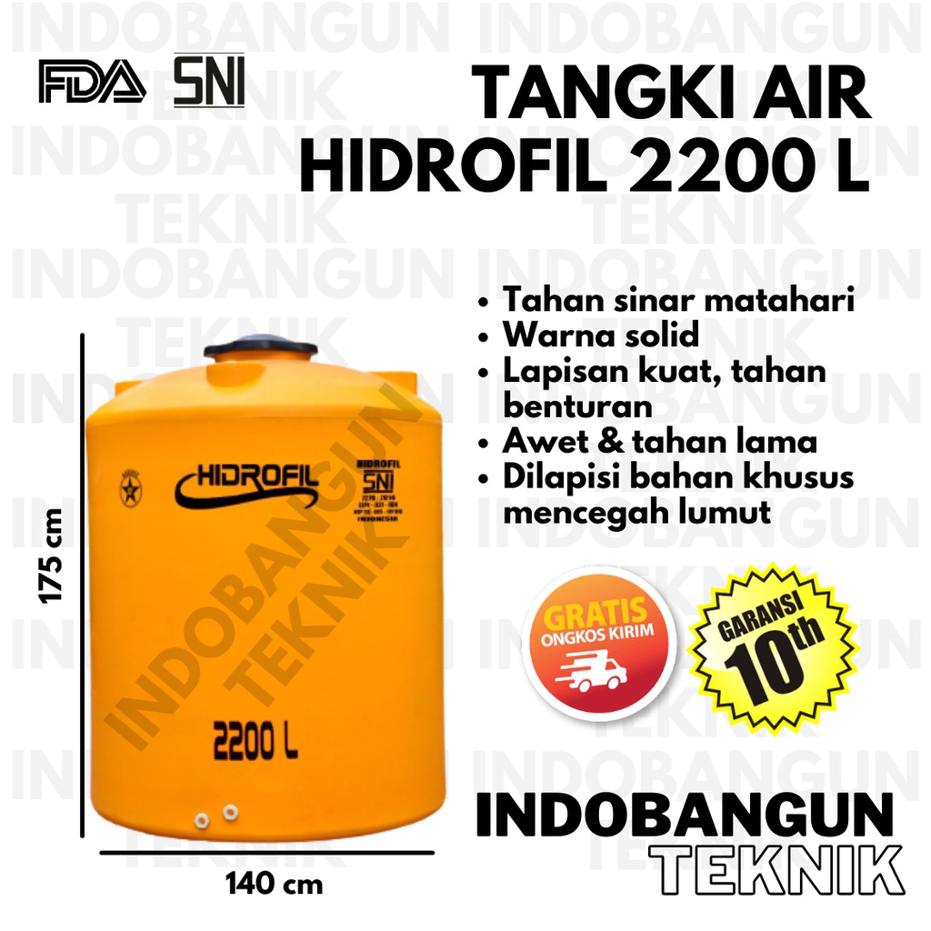 Jual Toren Tangki Tandon Air Hidrofil 2000 2200 Liter Harga Murah Anti ...