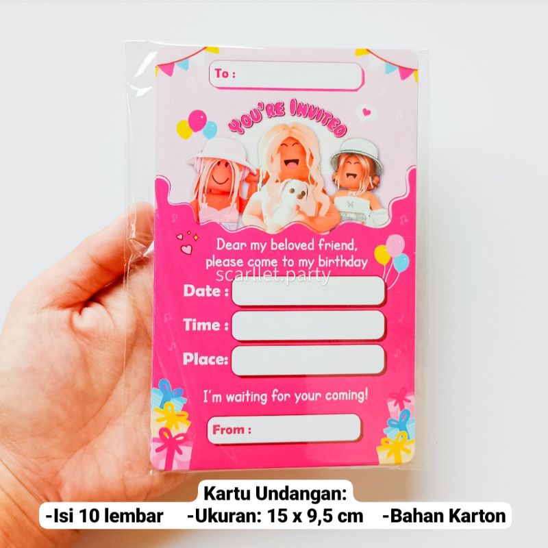 Jual KARTU UNDANGAN ULTAH ISI 10 ROBLOX GIRL BOY INVITATION CARD HAPPY ...