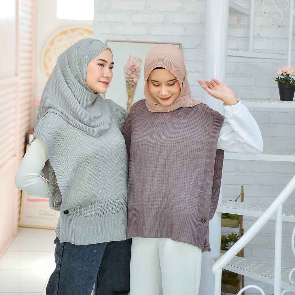 Jual NOUSKA - SHIN HYE VEST OVERSIZE Rompi Rajut Wanita Jumbo Tali Samping Polos | Shopee Indonesia