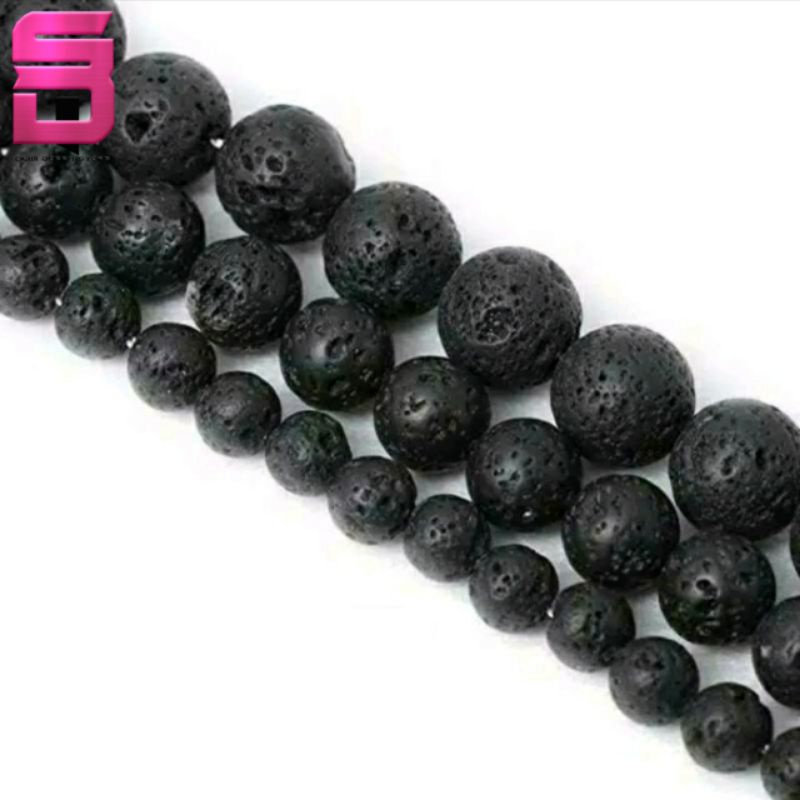 Jual Bahan Craft Batu Alam Lava Stone Hitam Bahan Gelang | Shopee Indonesia