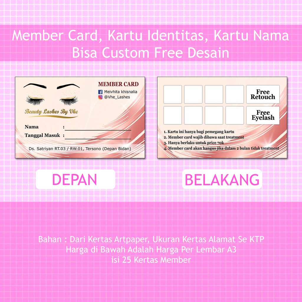 Jual Kertas Member Card 100Pcs Kartu Member Murah Bisa Custom Sesuai ...