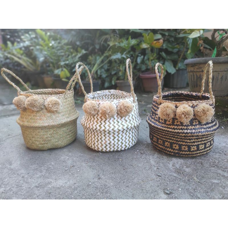 Jual cover pot purun uvo / bely purun pot anyam belly tasel renda ...