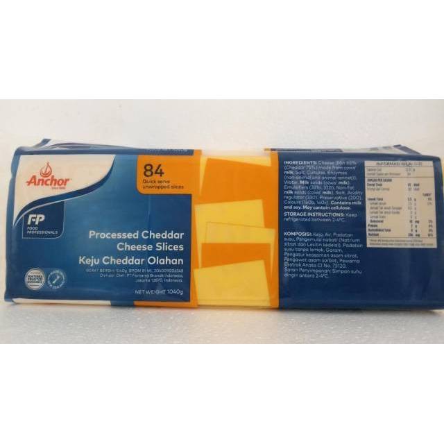 Jual Anchor Keju processed cheddar cheese slices 84 slice Orange ...