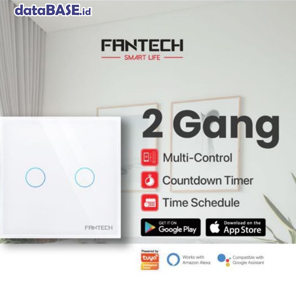 Jual Fantech Smart Wall Switch 2 Gang 2 Tombol Touch Wi-Fi - SWS0102 ...