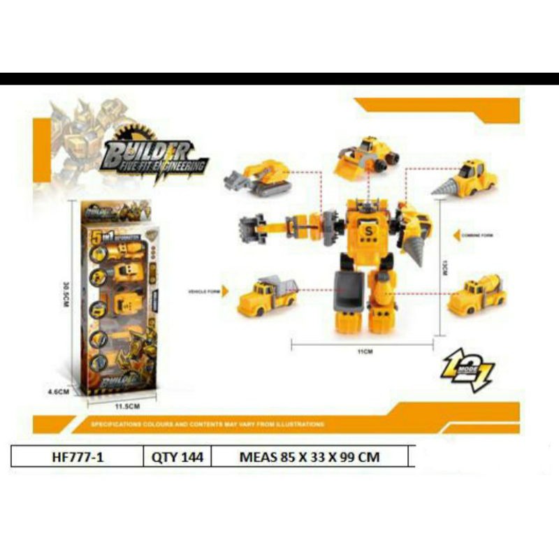 Jual MOBIL 5PCS BISA JADI ROBOT TRUK ALAT BERAT MINI BISA BUAT HIASAN ...
