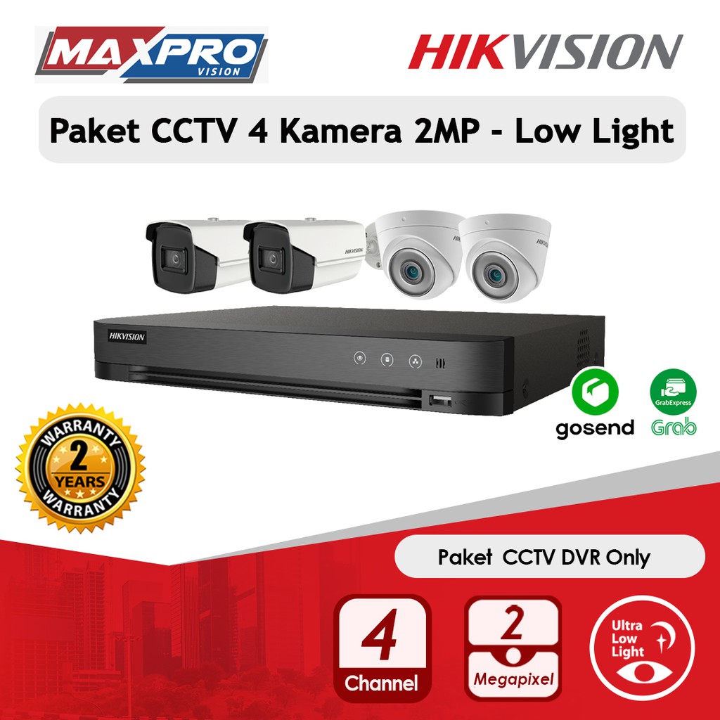 Jual PAKET CCTV 4 CAMERA 2MP LOW LIGHT HIKVISION - CCTV DVR ONLY ...