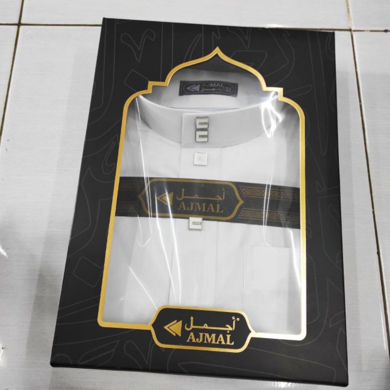 Jual GAMIS JUBAH AL AJMAL ORIGINAL IMPORT SAUDI PLUS BOX GIFT PUTIH ELEGAN | Shopee Indonesia