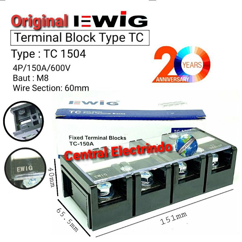 Jual TERMINAL BLOCK EWIG TC 150A 4pole. | Shopee Indonesia