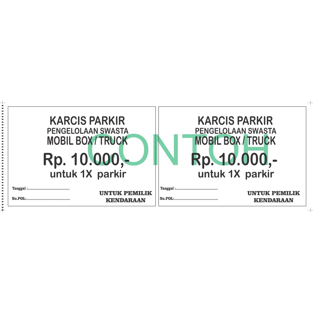 Jual Tiket atau Karcis parkir mobil truck box dll eceran | Shopee Indonesia