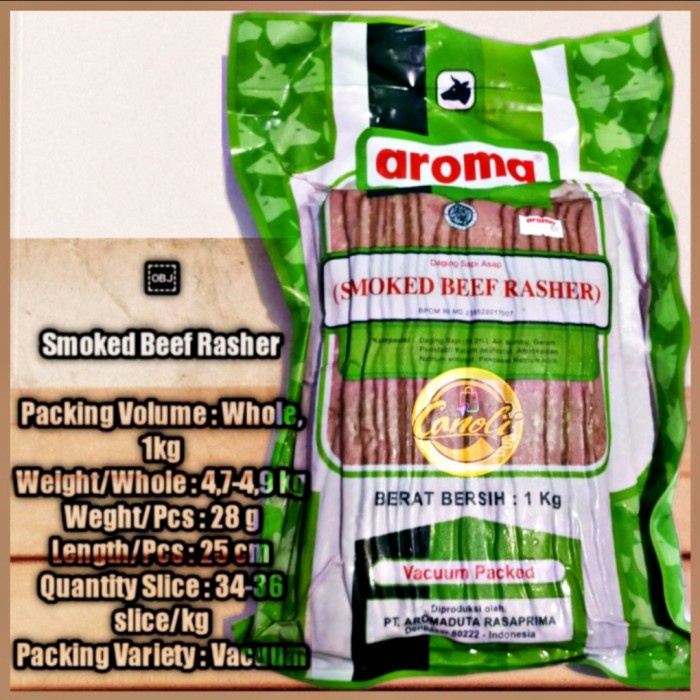 Jual Daging Asap - Aroma Smoked Beef Rasher 1Kg / Sapi / Daging Asap ...