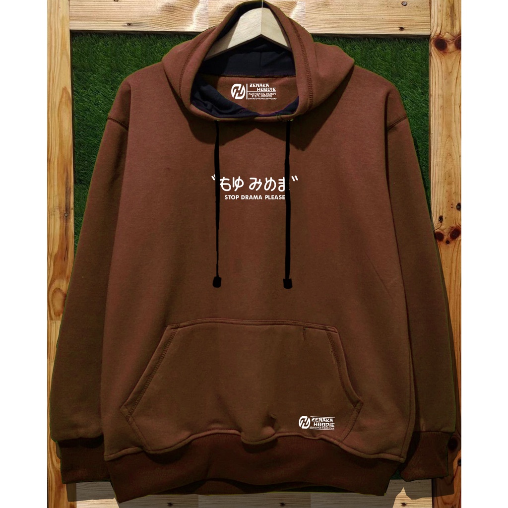 Jual Hoodie Distro Aesthetic Anime Sweater Stop drama Hitam Zenaka ...
