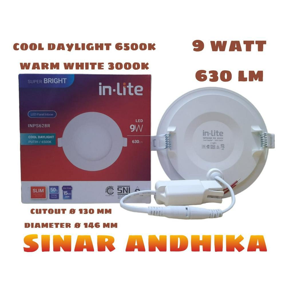 Jual Lampu Led Downlight In-Lite Panel Inbow Bulat 9 Watt INPS628R ...