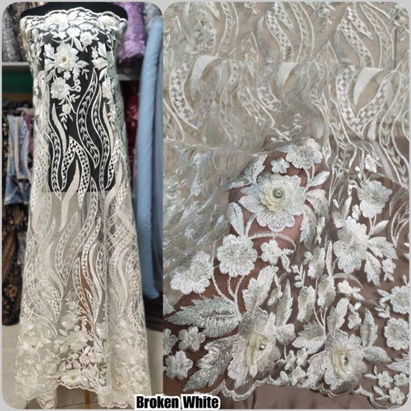 Jual Brokat Tile 3D Swarovski,kain tile 3D,toko kain kebaya murah,kain ...