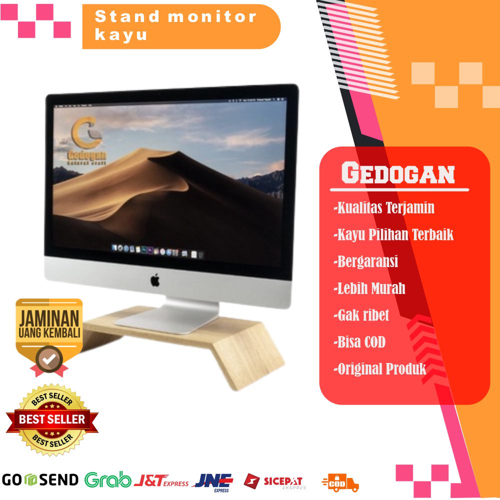 Jual Stand Dudukan Meja Monitor Laptop Komputer Kayu Minimali stand ...