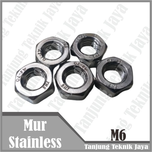 Jual 5 pcs Mur Stainless M6 / Mur stanlis 6mm / mur stainless steel m6 ...