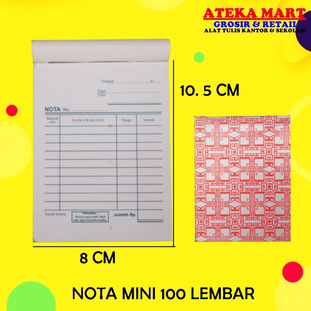 Jual [PCS] NOTA KONTAN MINI 100 LEMBAR | Shopee Indonesia