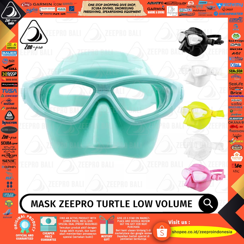 Jual Low Volume Mask Zeepro Turtle Deep Freediving Light weight Goggle ...