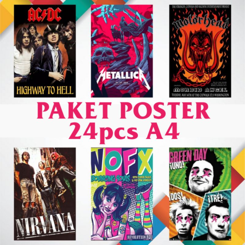 Jual Paket Poster 24pcs A4 / Poster Band Rock / Poster Band | Shopee ...