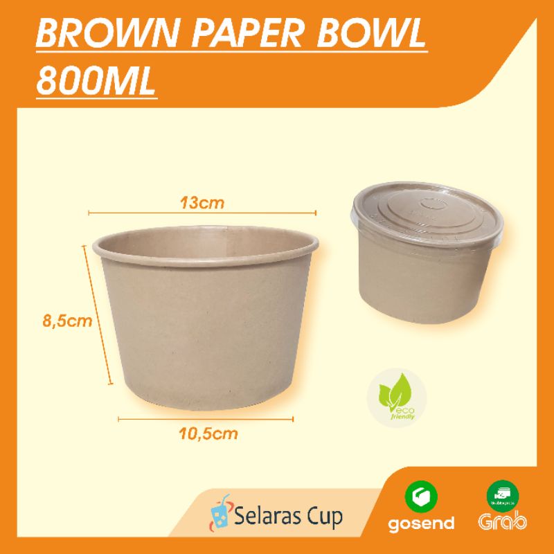 Jual ISI 100 paper bowl kraft - paper bowl cokelat - paperbowl tahan ...