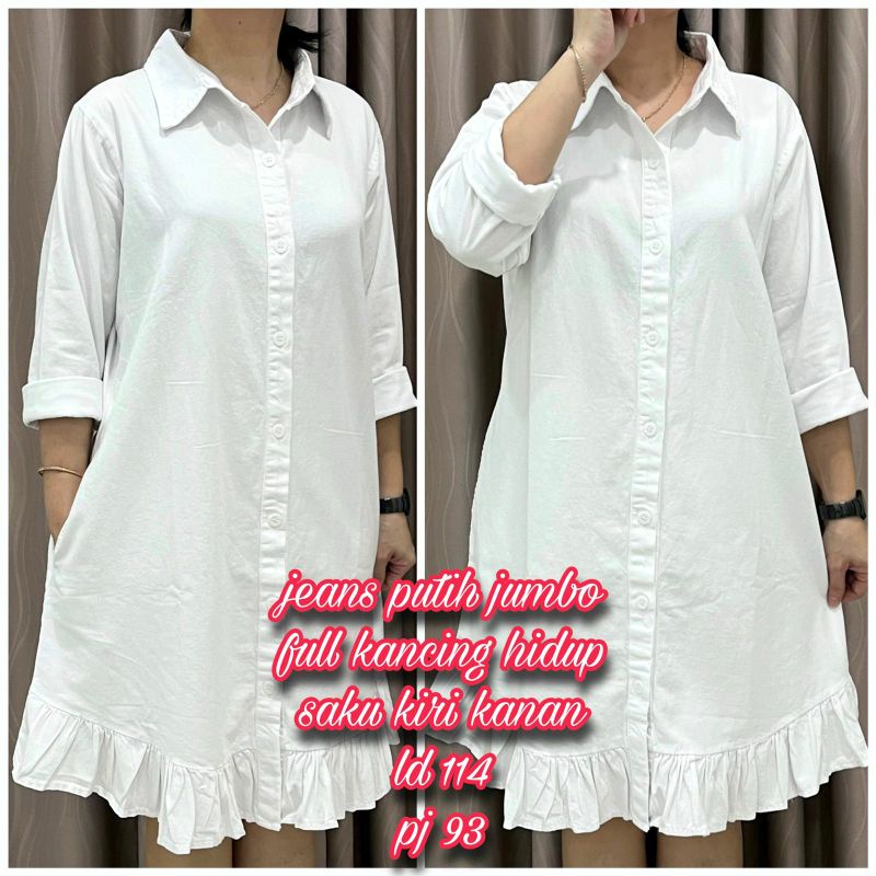 Jual DRESS JEANS PUTIH , COKLAT DAN ARMI | Shopee Indonesia