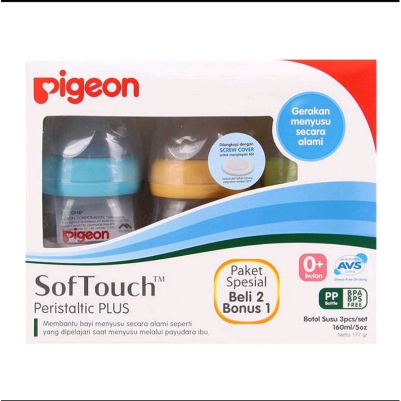 Jual Botol Susu Pigeon Wide Neck Peristaltic Plus 160 ml boy | Shopee Indonesia