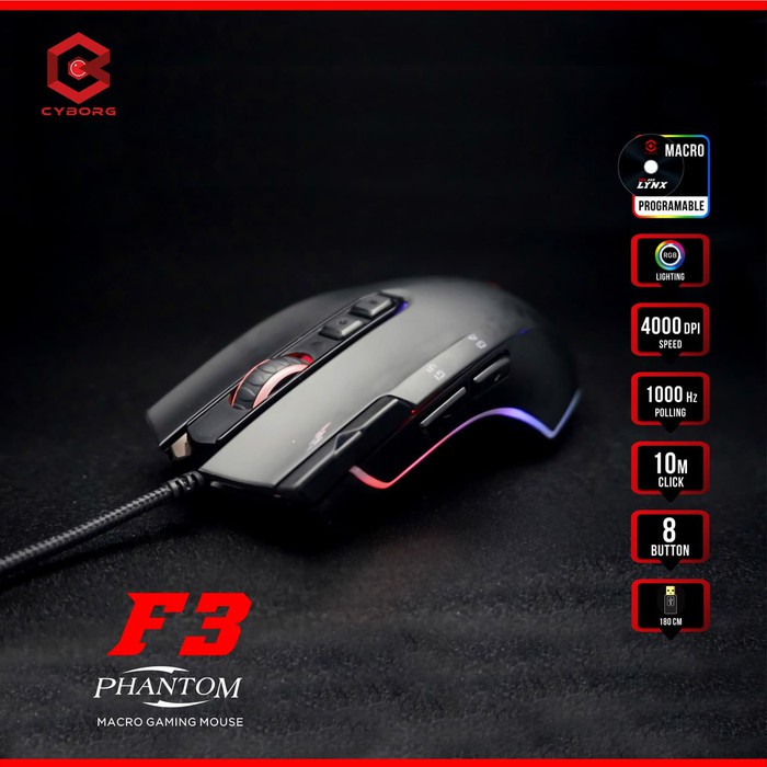 Jual MOUSE GAMING ATB CYBORG USB PHANTOM F3 TERBAIK TERMURAH GAME GAMER ...