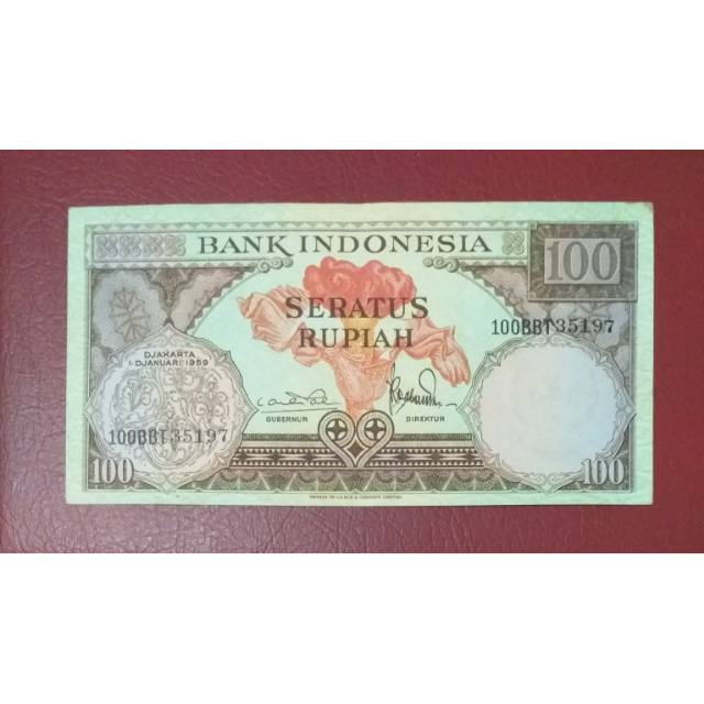 Jual Uang Kuno Barang Antik 100 Rupiah Seri Bunga 1959 | Shopee Indonesia