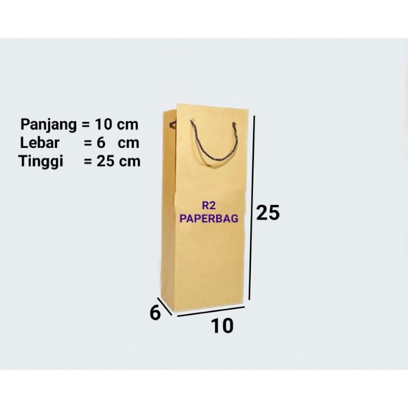 Jual Paper bag BOTOL Paper bag custom Ukuran 10x25x6 Paper bag Coklat ...