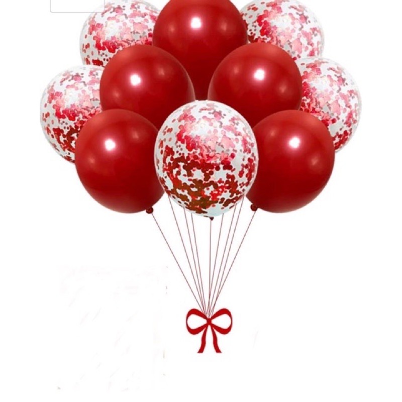 Jual Paket Set balon merah putih Metalik + confetti isi 10pcs | Shopee ...