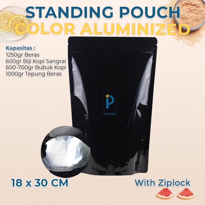 Jual Standing Pouch Aluminium Foil Hitam 18 X 30cm With Ziplock ...